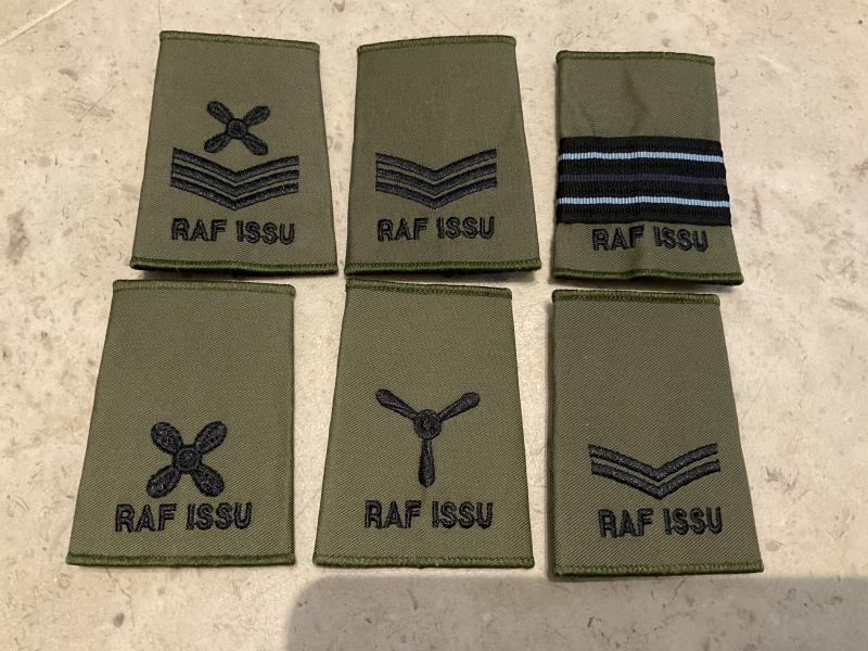 RAF I.S.S.U rank slides x 6 various – Gradia Militaria