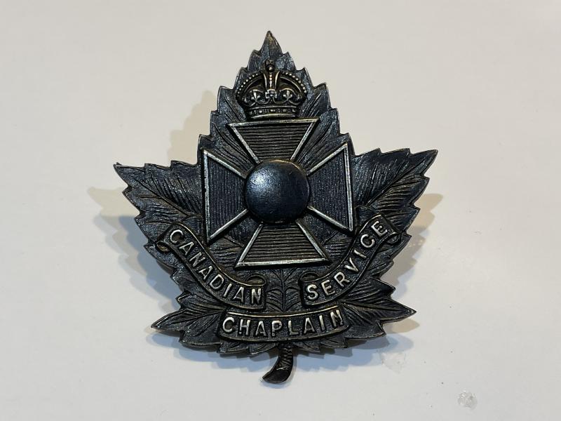 WW1 Canadian Service Chaplains, blackened w/m cap badge – Gradia Militaria