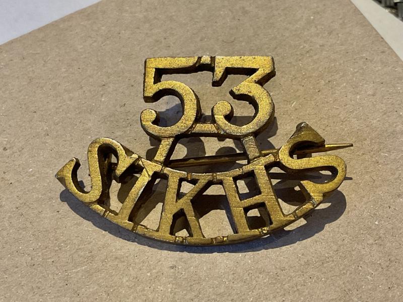 WW1 53rd SIKHS (Frontier Force) brass shoulder title – Gradia Militaria