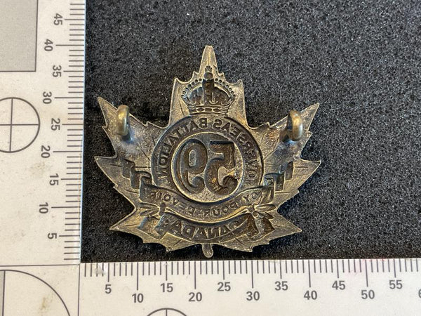 WW1 59th Infantry Battalion cap badge, FOY POUR DEVOIR version ...