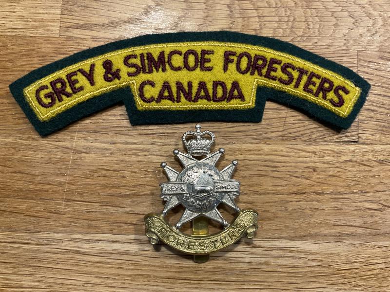 Grey & Simcoe Foresters of Canada cap badge & title. – Gradia Militaria