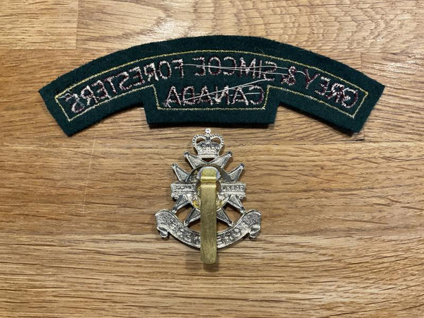 Grey & Simcoe Foresters of Canada cap badge & title. – Gradia Militaria